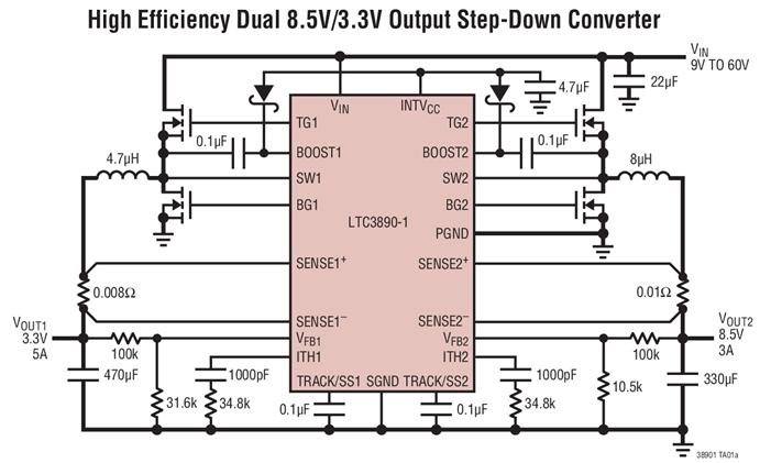 LTC3890-1_Typical Application Reference Design | DC to DC Multi-Output Power Supplies | Arrow.com