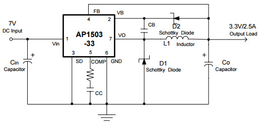 AP1503_Typical Application Reference Design | 直流到直流单输出电源 | Arrow.com