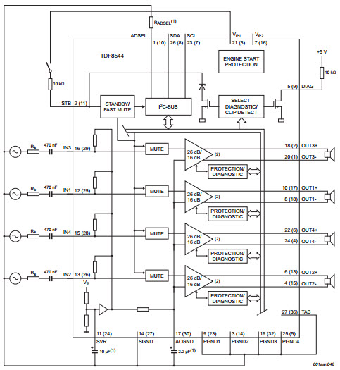 TDF8544_Typical Application Reference Design | Audio Power Amplifier | Arrow.com