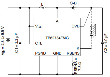 TB62734FMG_Typical Application Referenz-Design | Einzelausgangs Gleichspannungs Netzteil | Arrow.de