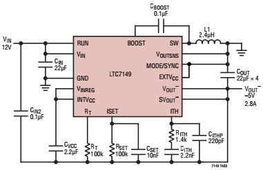 LTC7149_Typical Application Reference Design | 直流到直流单输出电源 | Arrow.com