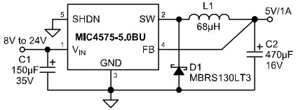 MIC4575_Typical Application Reference Design | DC to DC Single Output Power Supplies | Arrow.com
