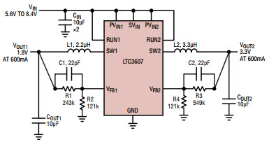 LTC3607_Typical Application Reference Design | DC to DC Multi-Output ...