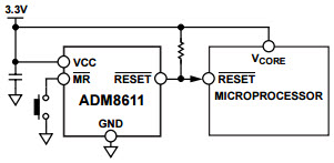 ADM8611_Typical Application Reference Design | Microprocessor Power Supervisory | Arrow.com