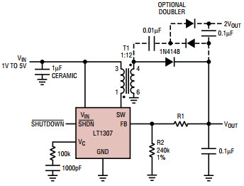 LT1307_Typical Application Diseños de referencia | Suministros de energía una sola salida de CC ...