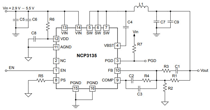 NCP3135_Typical Application Reference Design | DC to DC Single Output Power Supplies | Arrow.com